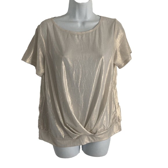 Carol Rose | Tops | Carol Rose Blouse Size Pl Gold Metallic Short ...